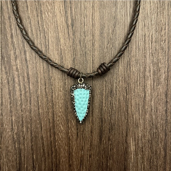 Jewelry | Turquoise Arrowhead Leather Necklace | Poshmark